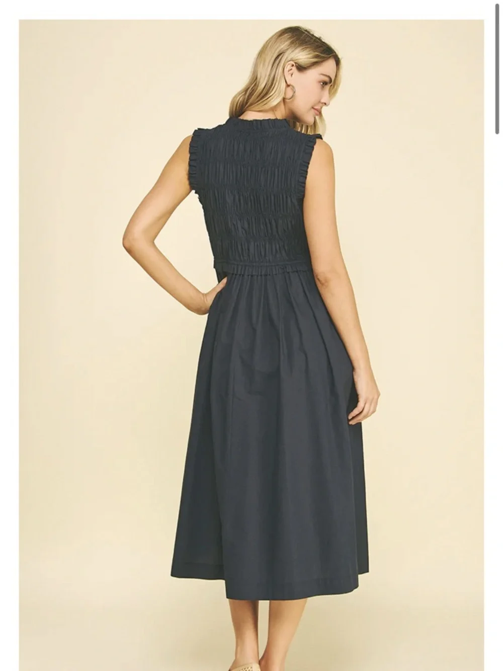 Pinch | Dresses | Pinch Margo Smocked Vneck Midi Dress With Pockets ...